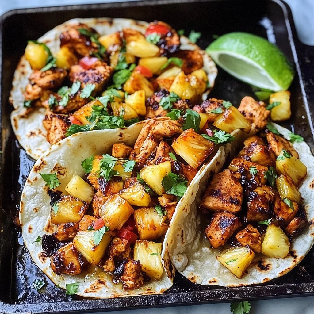 One Pan Chicken & Pineapple Tacos